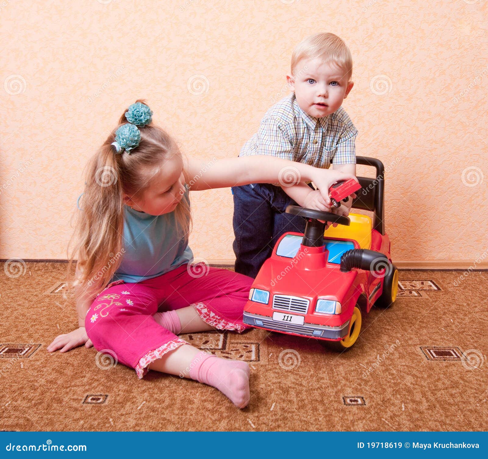 Children with toy stock image. Image of happiness, shot - 19718619