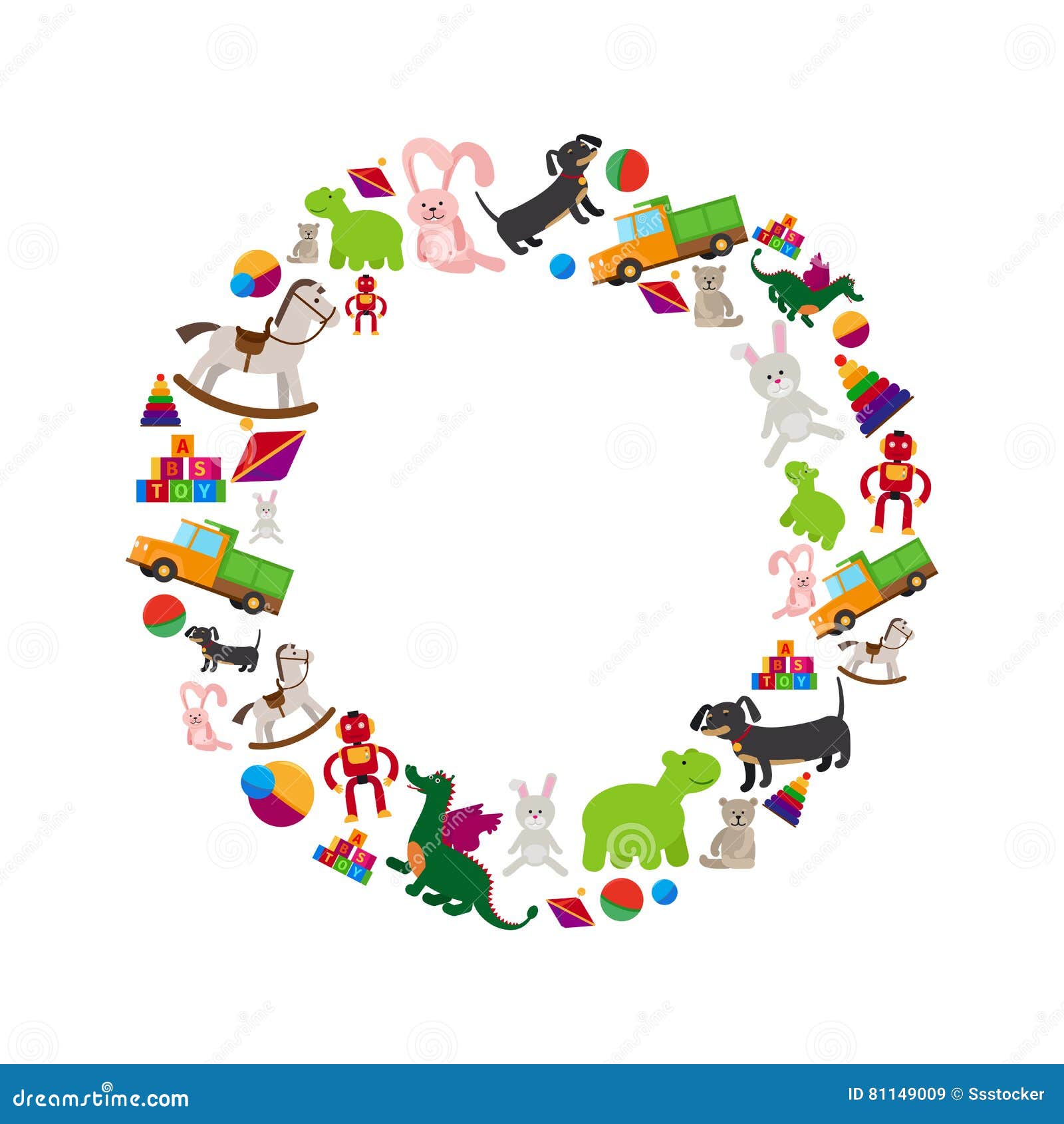 Children toys round frame stock vector. Illustration of road - 81149009