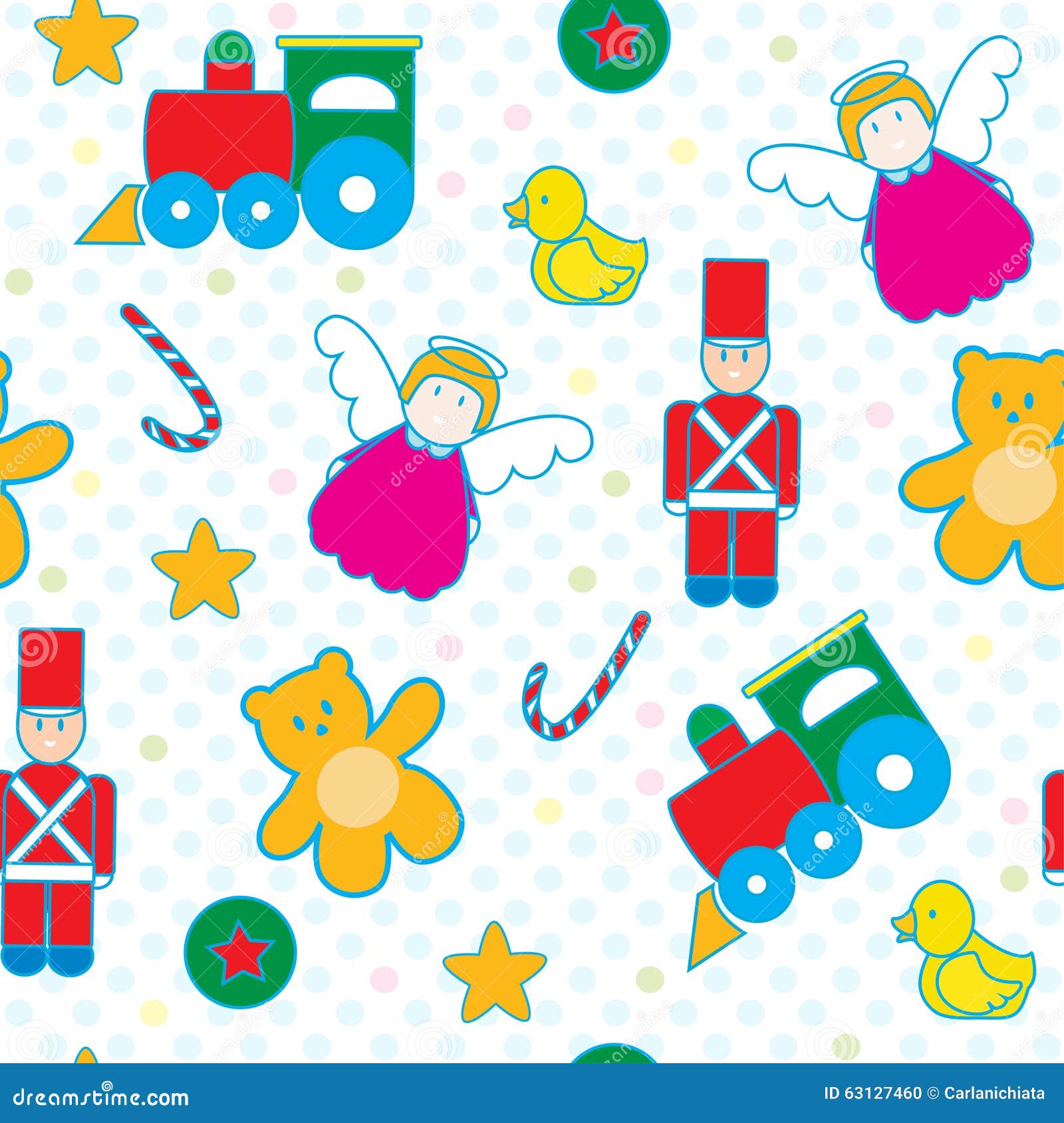 Toys Seamless Pattern For Kids Isolate On White Background. Cartoon ...