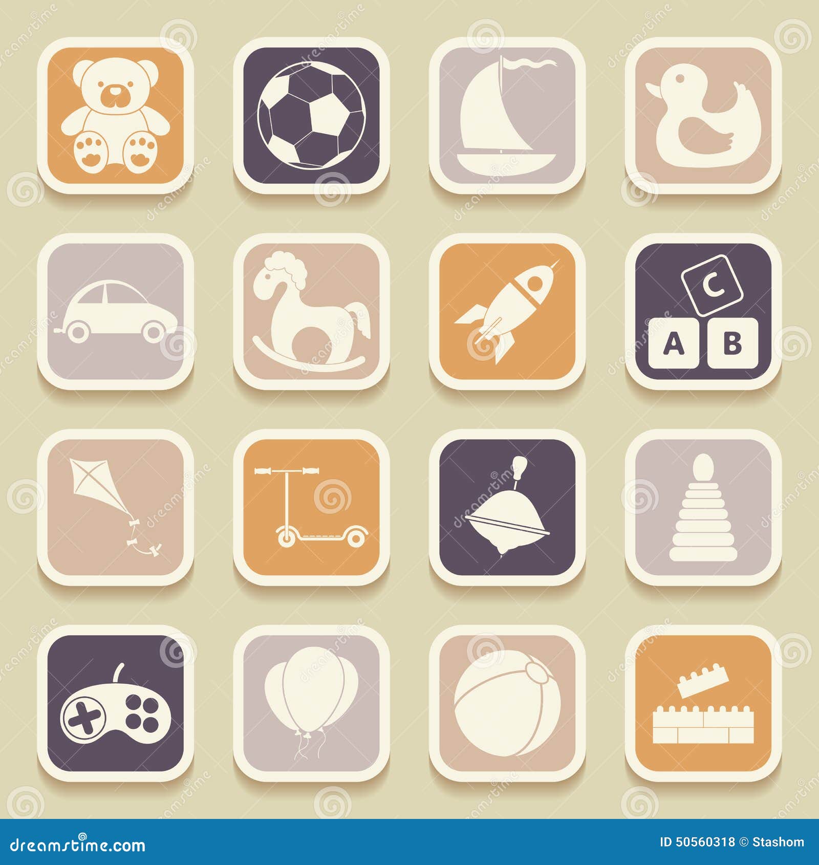 Children Toys Universal Icons Stock Vector - Illustration of joystick ...