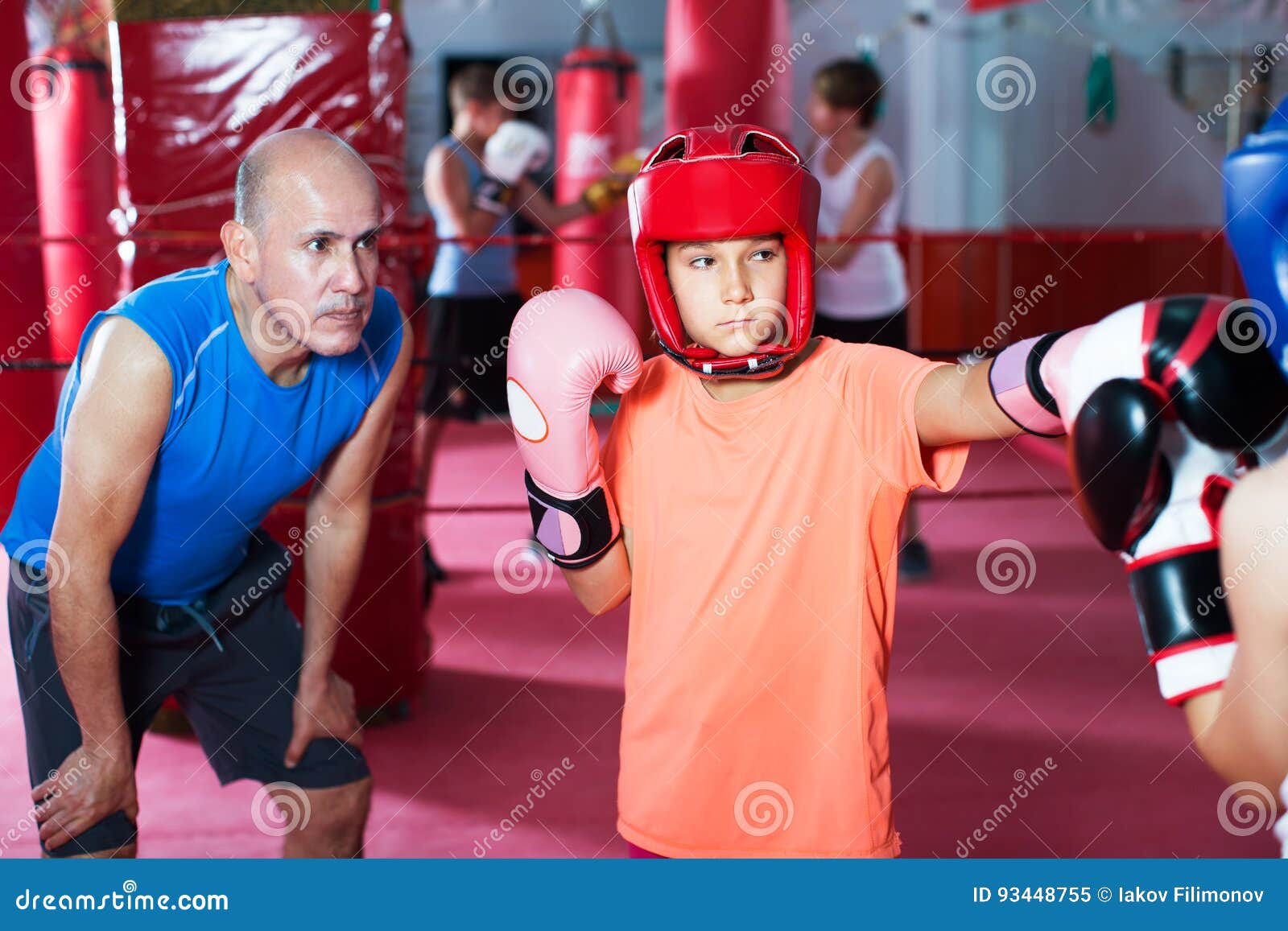 Children Training on Boxing Ring Stock Image - Image of gymnasium ...