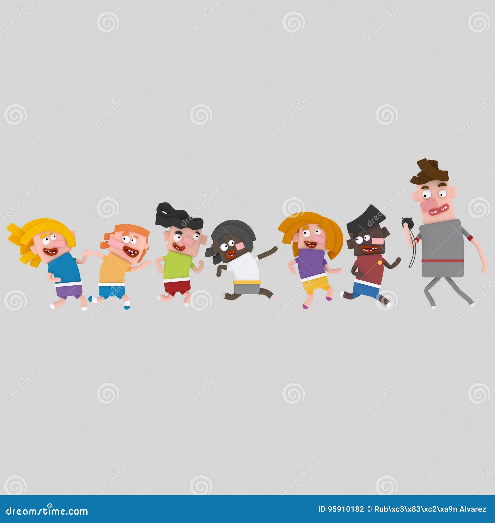 Children training 3D stock illustration. Illustration of tutor - 95910182