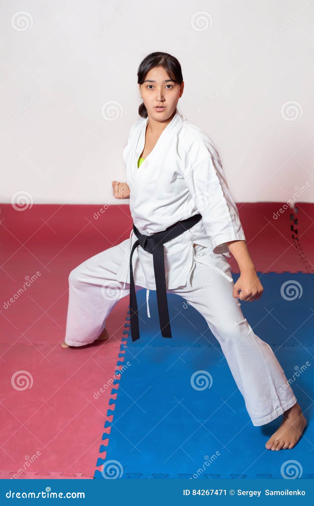 Children during Training in Karate. Fighting Position Stock Image ...