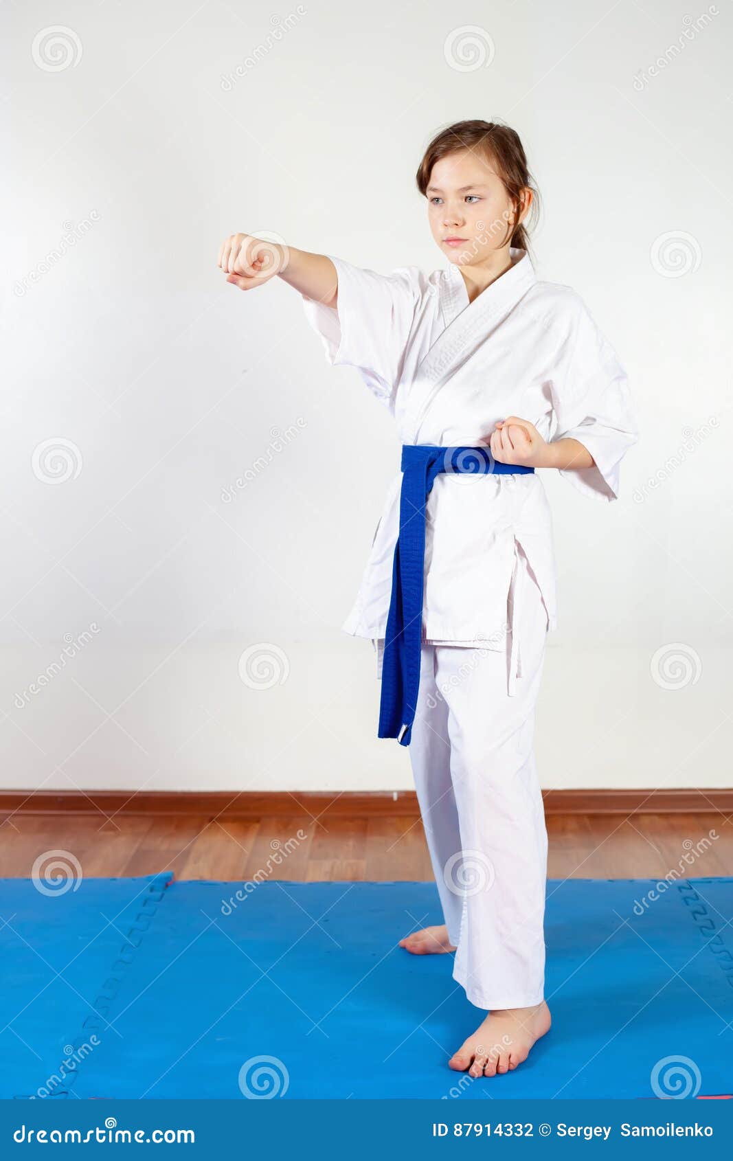 Children during Training in Karate. Fighting Position Stock Photo ...