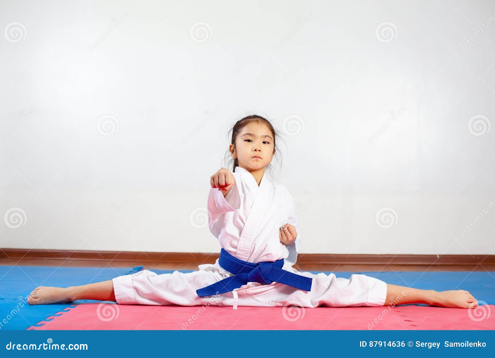 Children during Training in Karate. Fighting Position Stock Photo ...