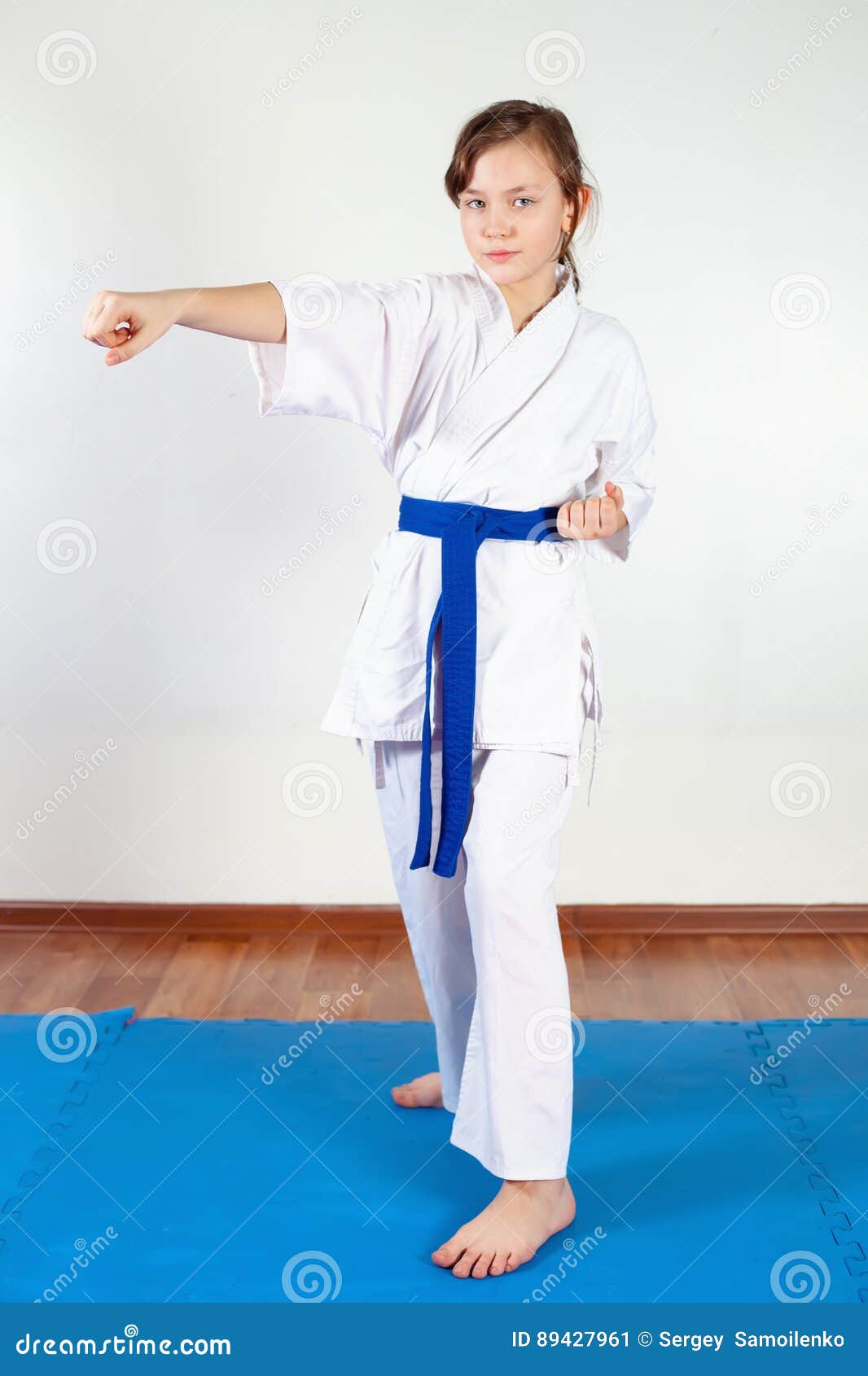 Children during Training in Karate. Fighting Position Stock Image ...