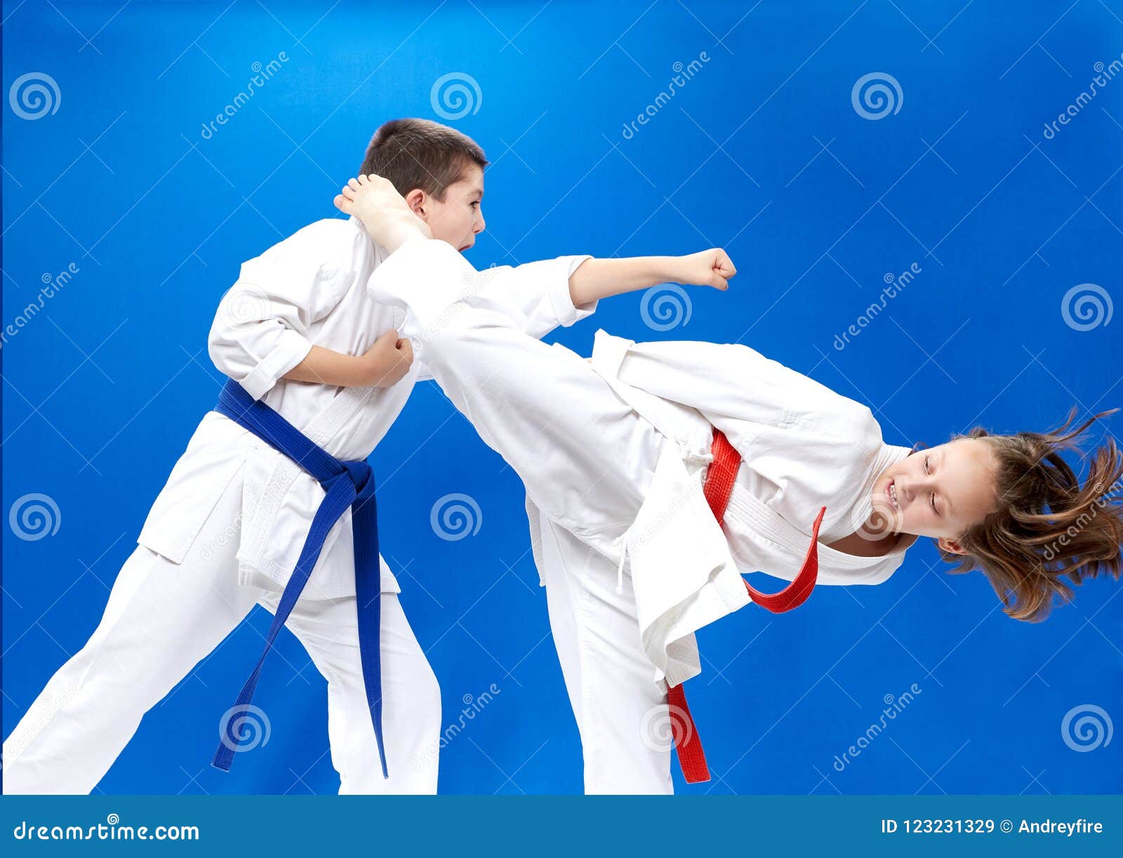 Children are Training Punch Arm and Roundhouse Kick Leg Stock Image ...