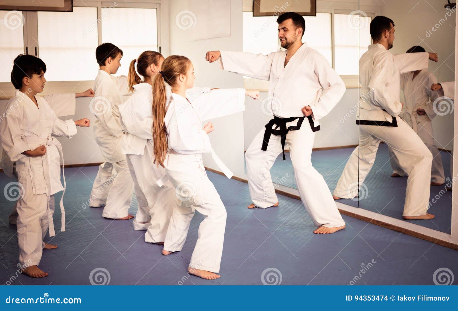 Children Trying Martial Moves in Karate Class Stock Photo - Image of ...
