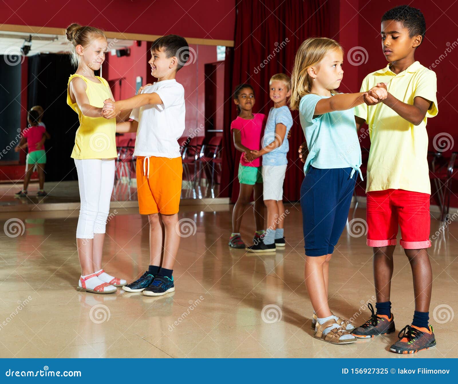 Children Trying Partner Dance in Class Stock Image - Image of partners ...