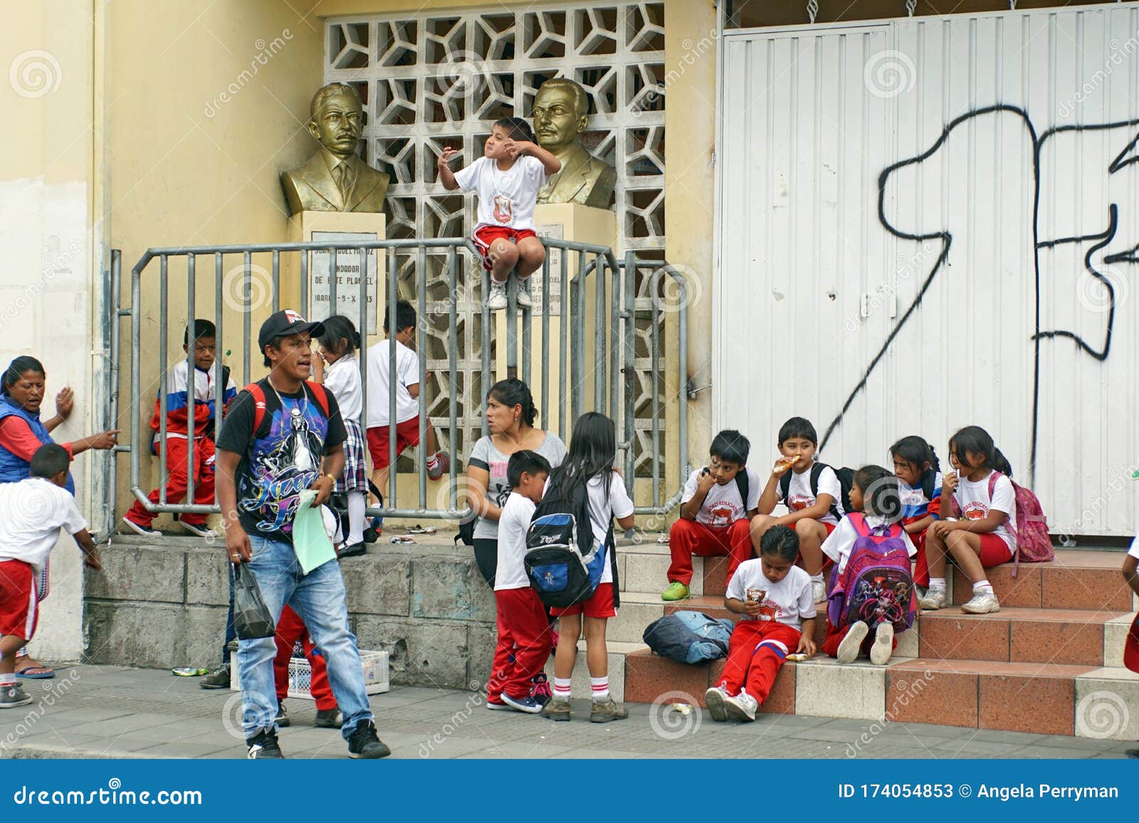 Children in Front of a School Editorial Stock Photo - Image of south ...