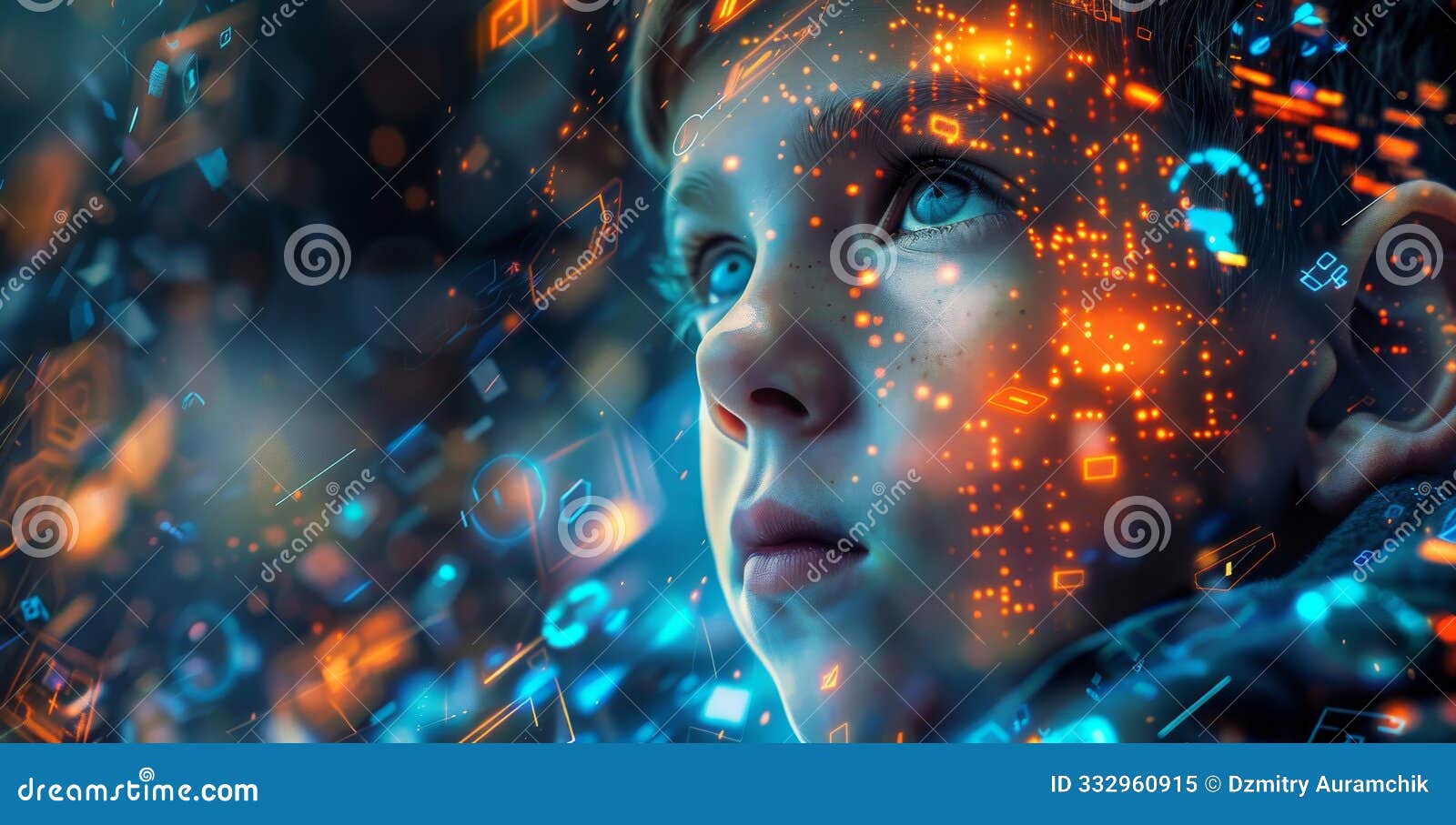 Children Use Augmented Reality with a Futuristic Processor. High ...