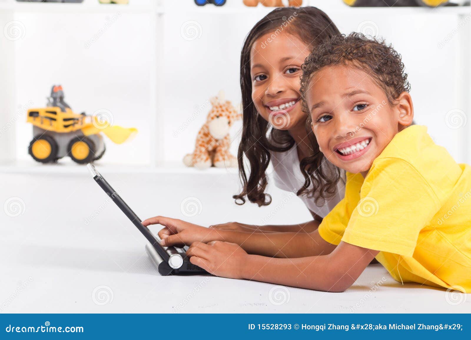 Children using computer stock image. Image of cute, handsome - 15528293