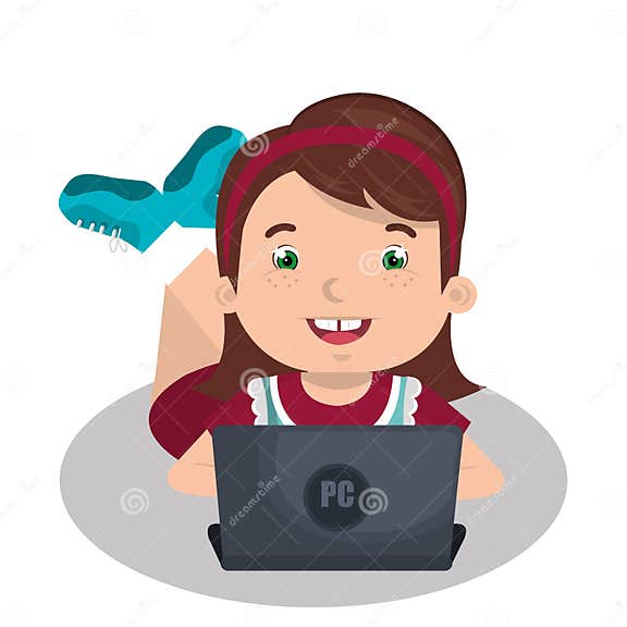 Children Using Computer Design Stock Illustration - Illustration of ...