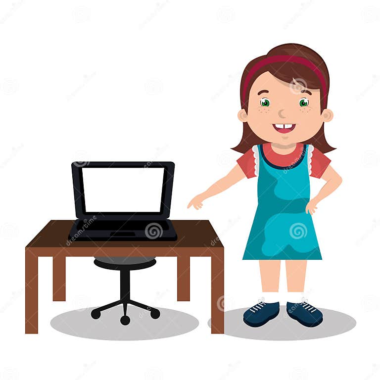Children Using Computer Design Stock Illustration - Illustration of ...