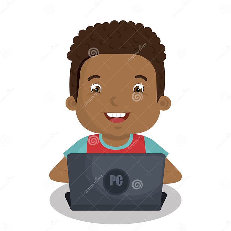 Children Using Computer Design Stock Illustration - Illustration of ...