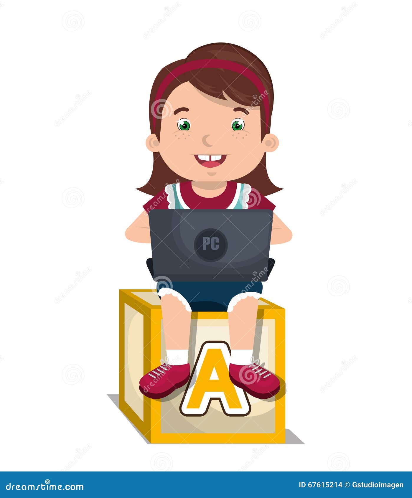 Children Using Computer Design Stock Illustration - Illustration of ...