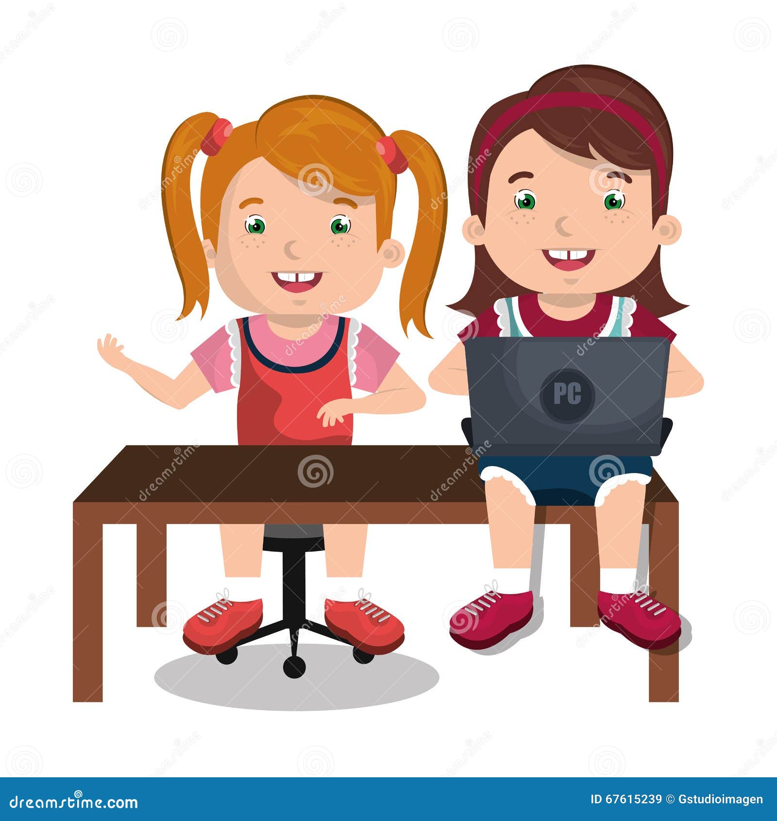 Children Using Computer Design Stock Illustration - Illustration of ...