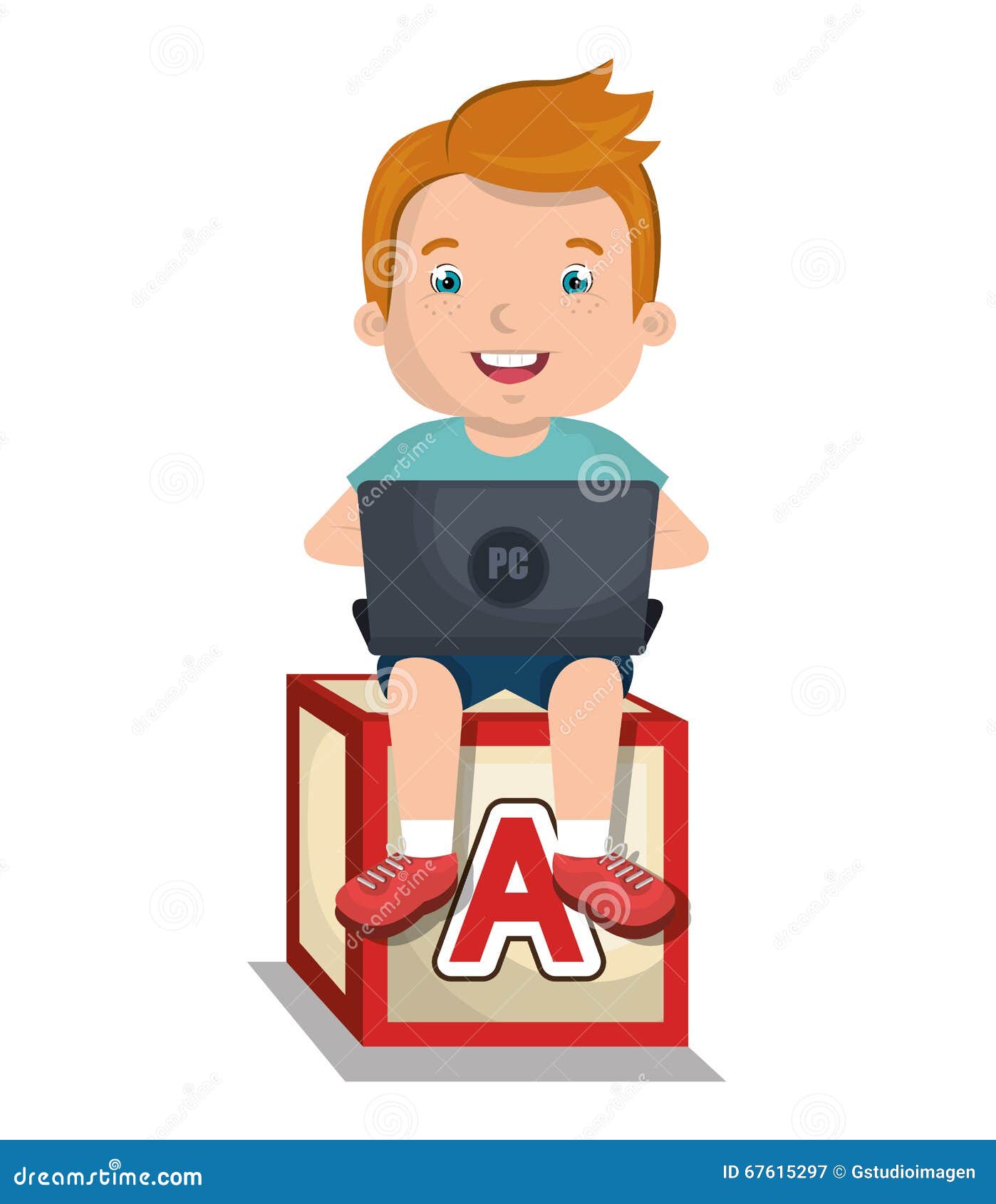 Children Using Computer Design Stock Illustration - Illustration of ...