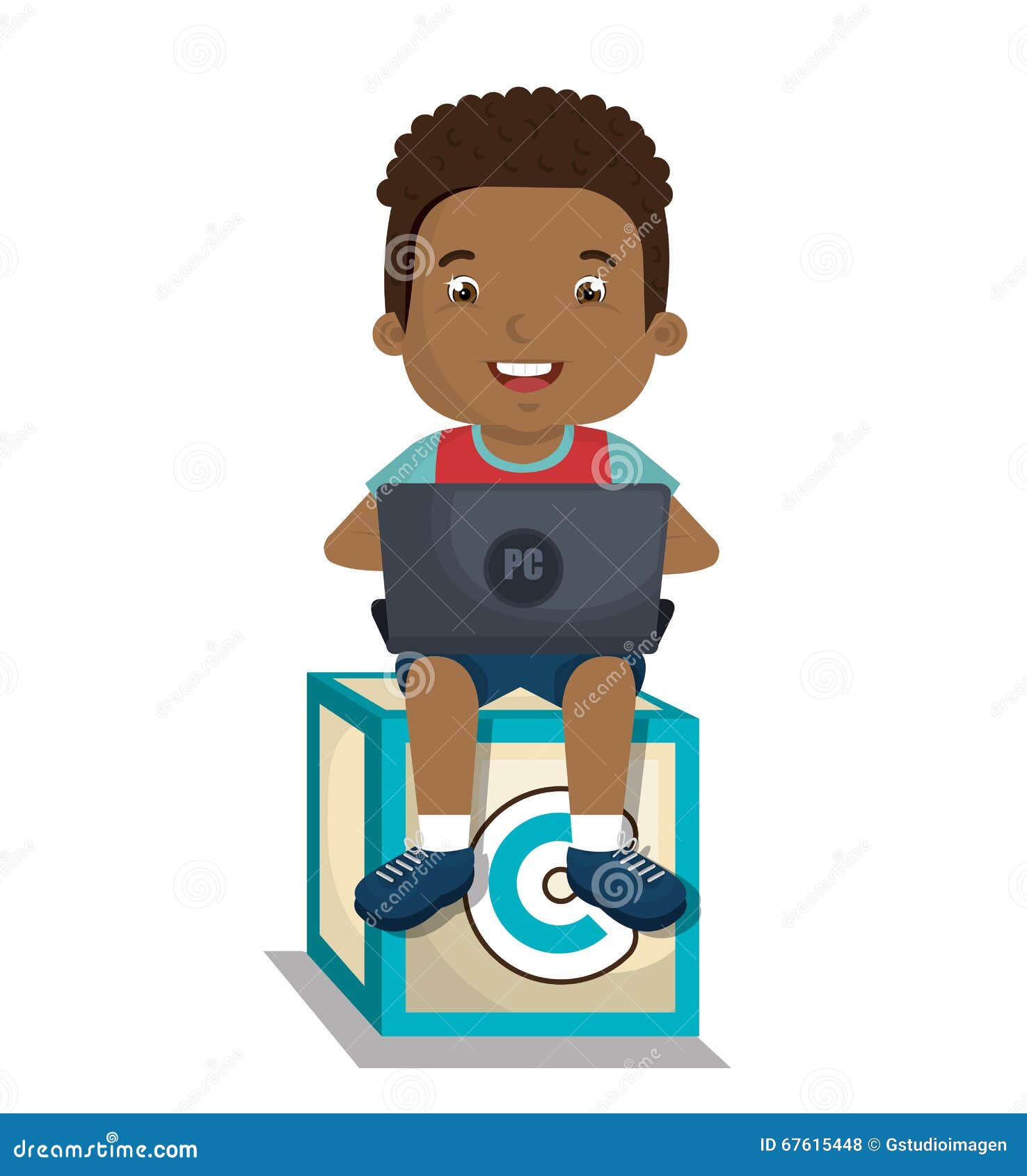 Children Using Computer Design Stock Illustration - Illustration of ...