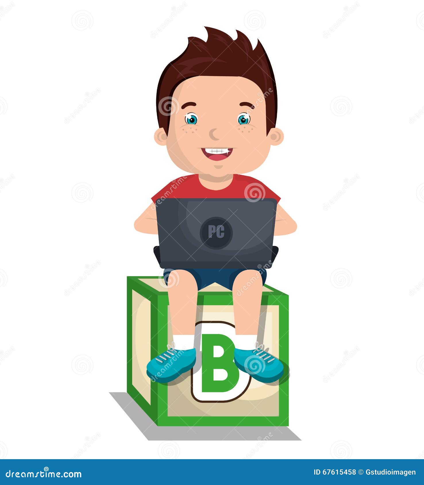 Children Using Computer Design Stock Illustration - Illustration of ...