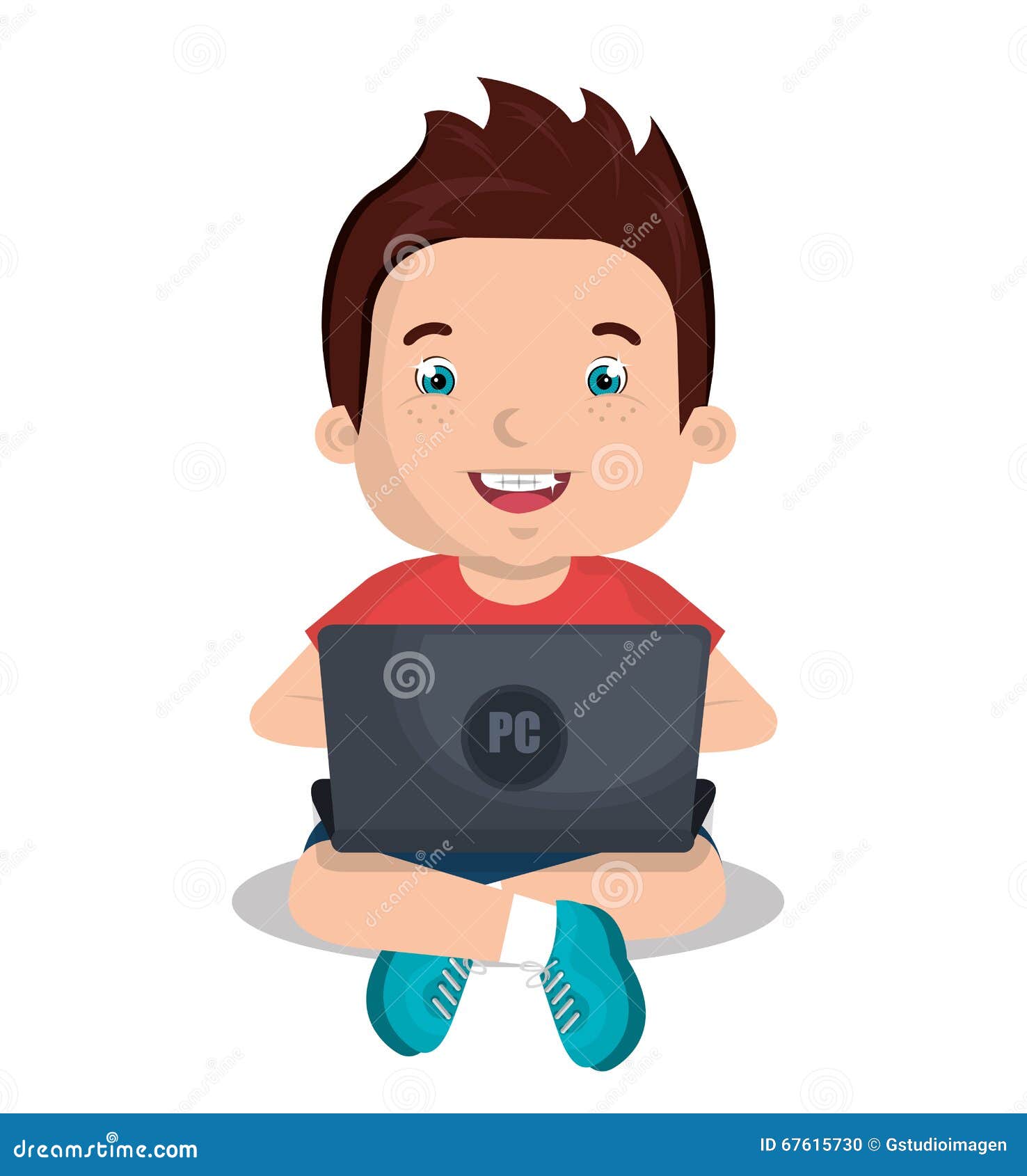 Children Using Computer Design Stock Illustration - Illustration of ...