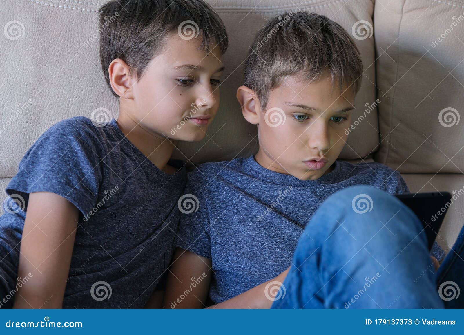 Children Using Digital Tablet Computer at Home. Technology, Online ...