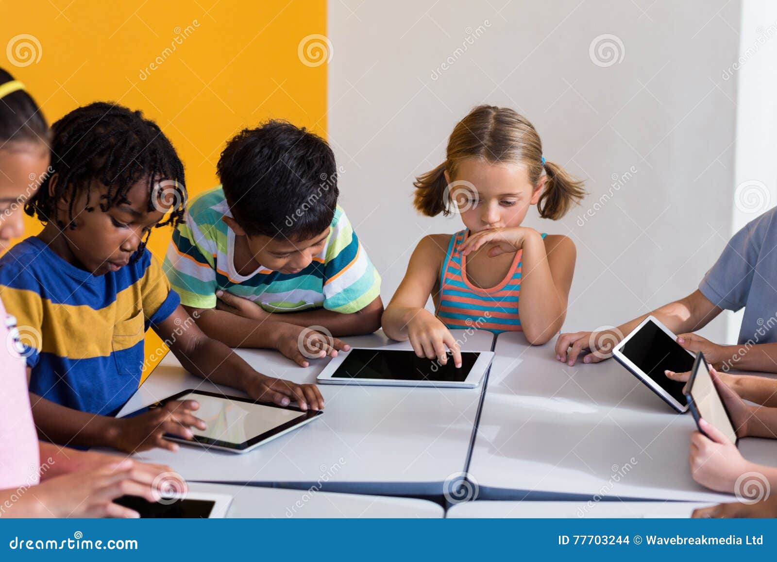 Children Using Digital Tablets Stock Photo - Image of female, digital ...