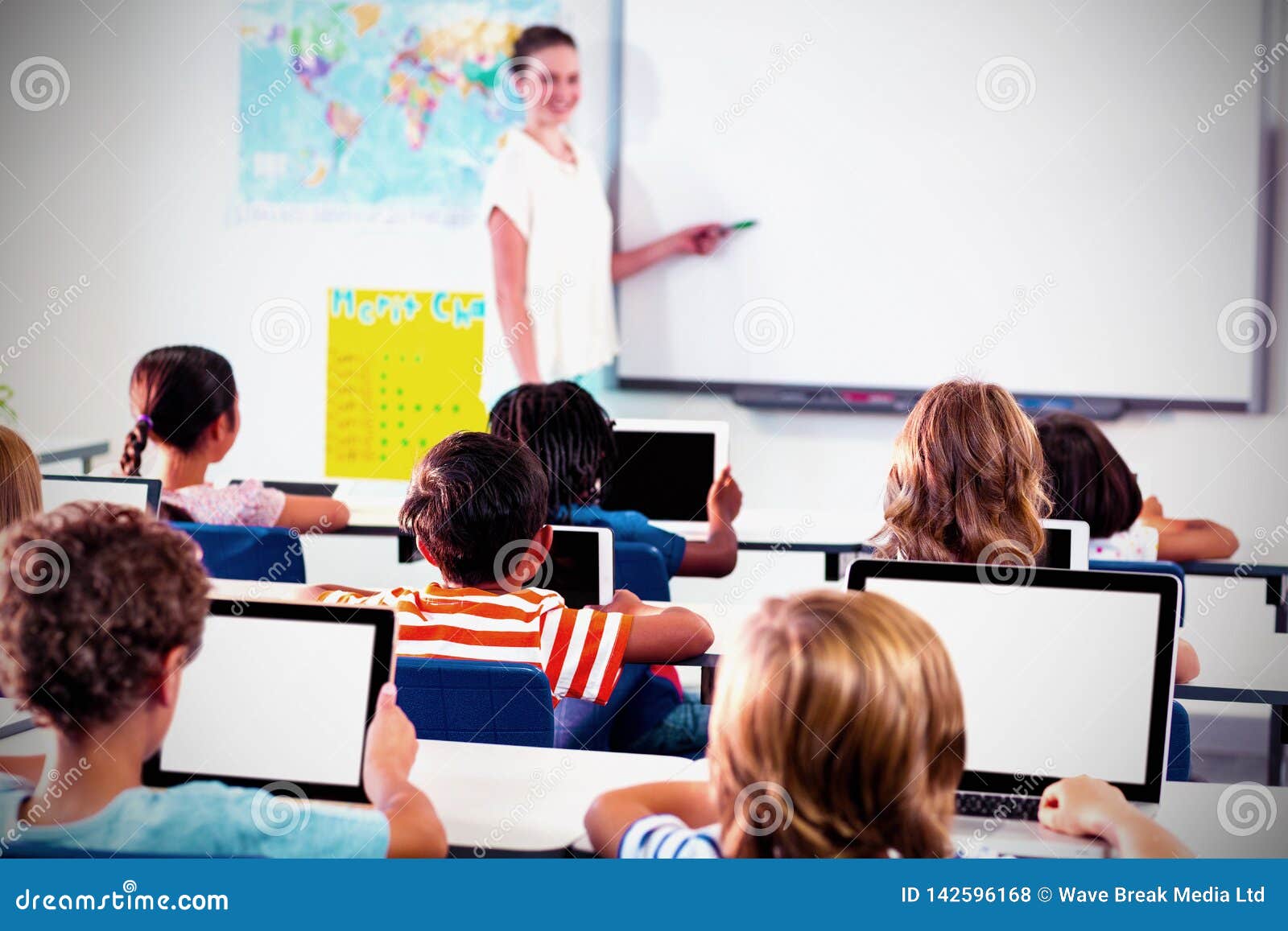 Children Using Digital Tablets with Teacher Teaching Stock Photo ... Children Using Digital Tablets with Teacher Teaching Stock Photo ...
