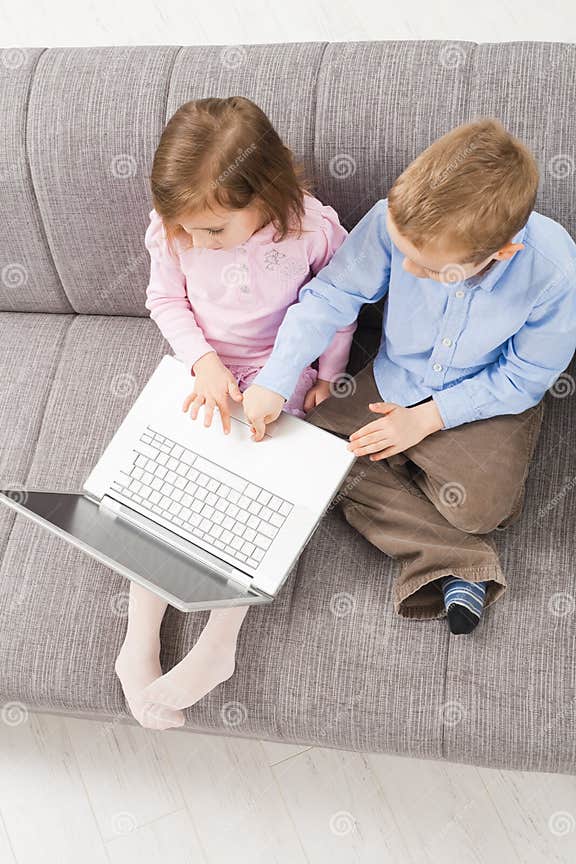 Children Using Laptop Computer Stock Image - Image of connectivity ...