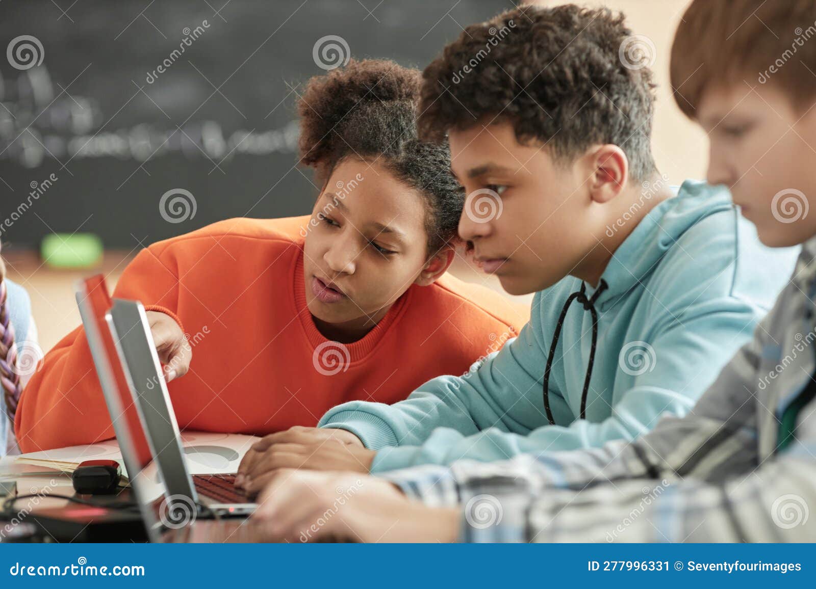 Children Using Laptop in School Classroom Stock Image - Image of laptop ...