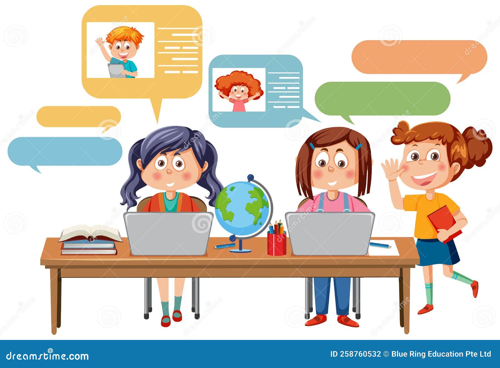 Children Using Laptop Vector Concept Stock Vector - Illustration of ...