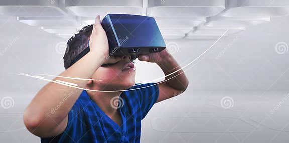Children using an oculus stock image. Image of portable - 118700087