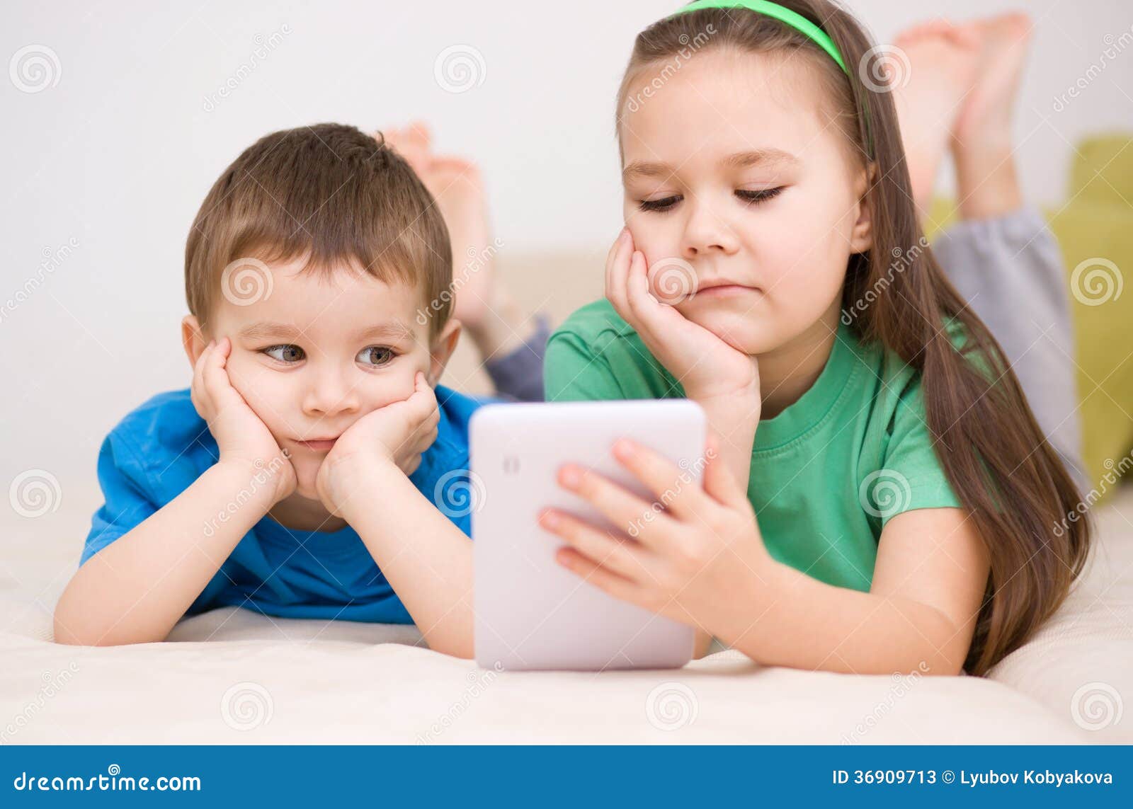 Children Using Tablet Computer Stock Image - Image of home, holding ...