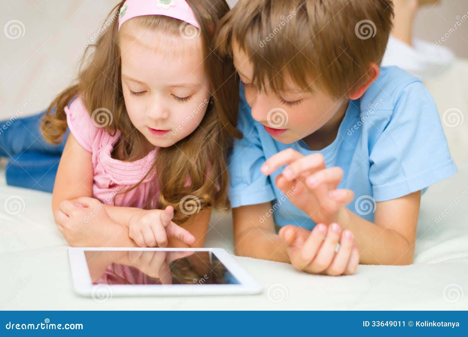 Children Using Tablet Computer Stock Image - Image of friendship ...