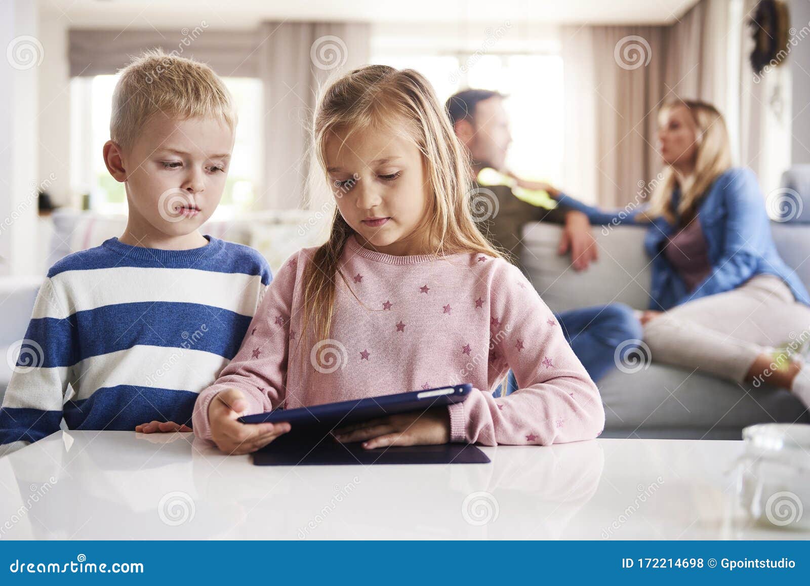 Children using a tablet stock photo. Image of development - 172214698