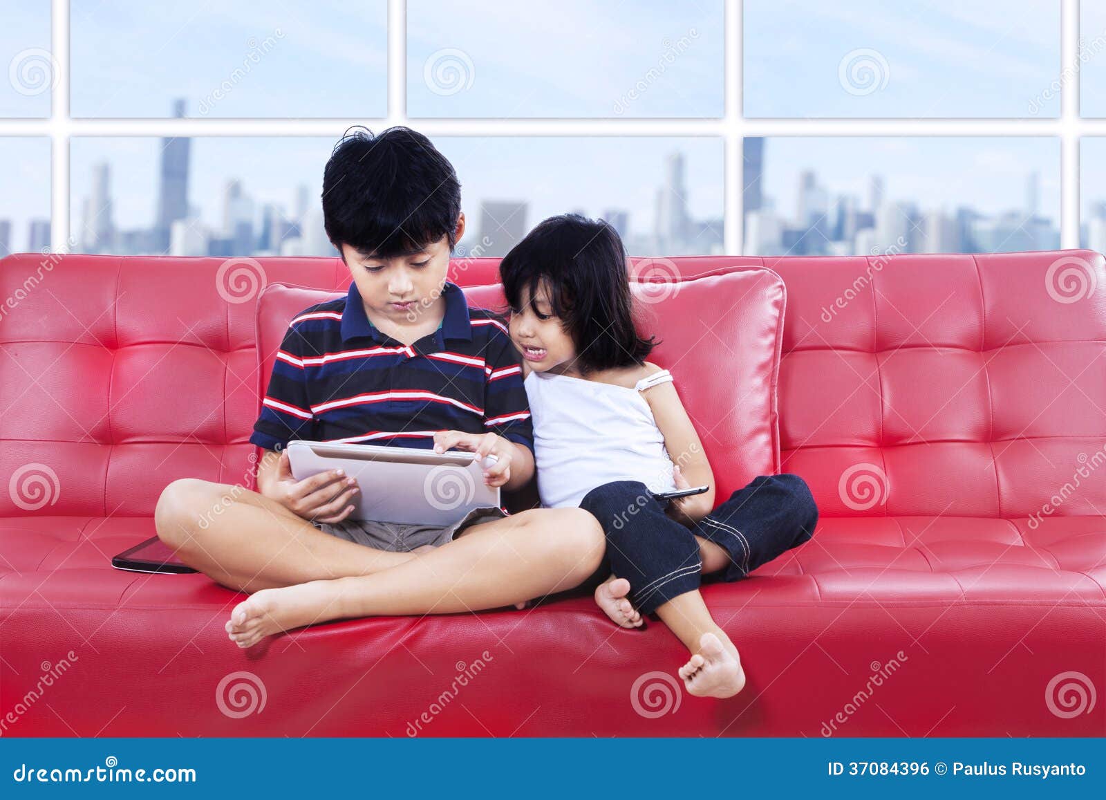 Children Using Tablet Together Stock Photo - Image of education ...