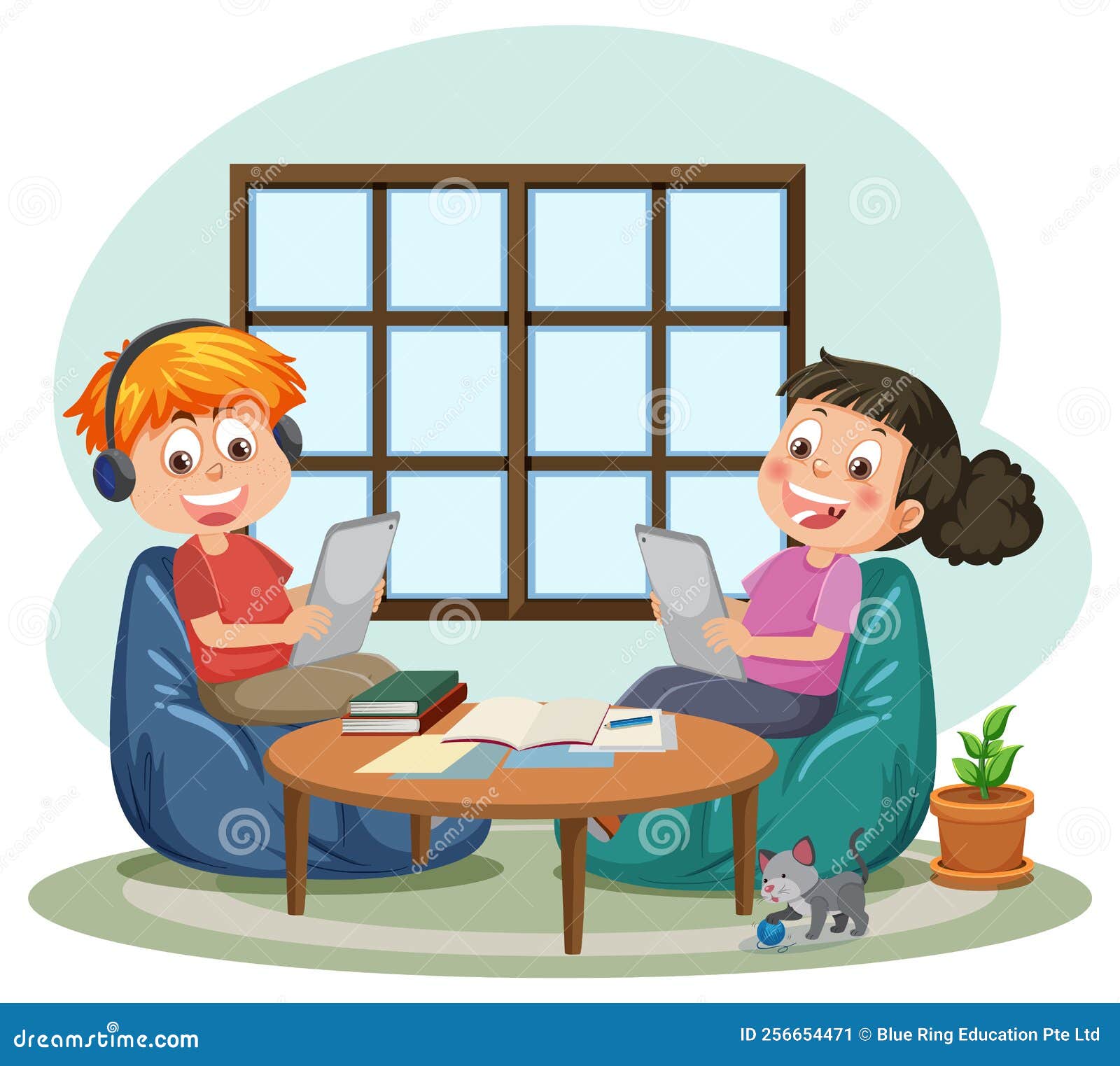 Children Using Tablet Vector Concept Stock Vector - Illustration of ...