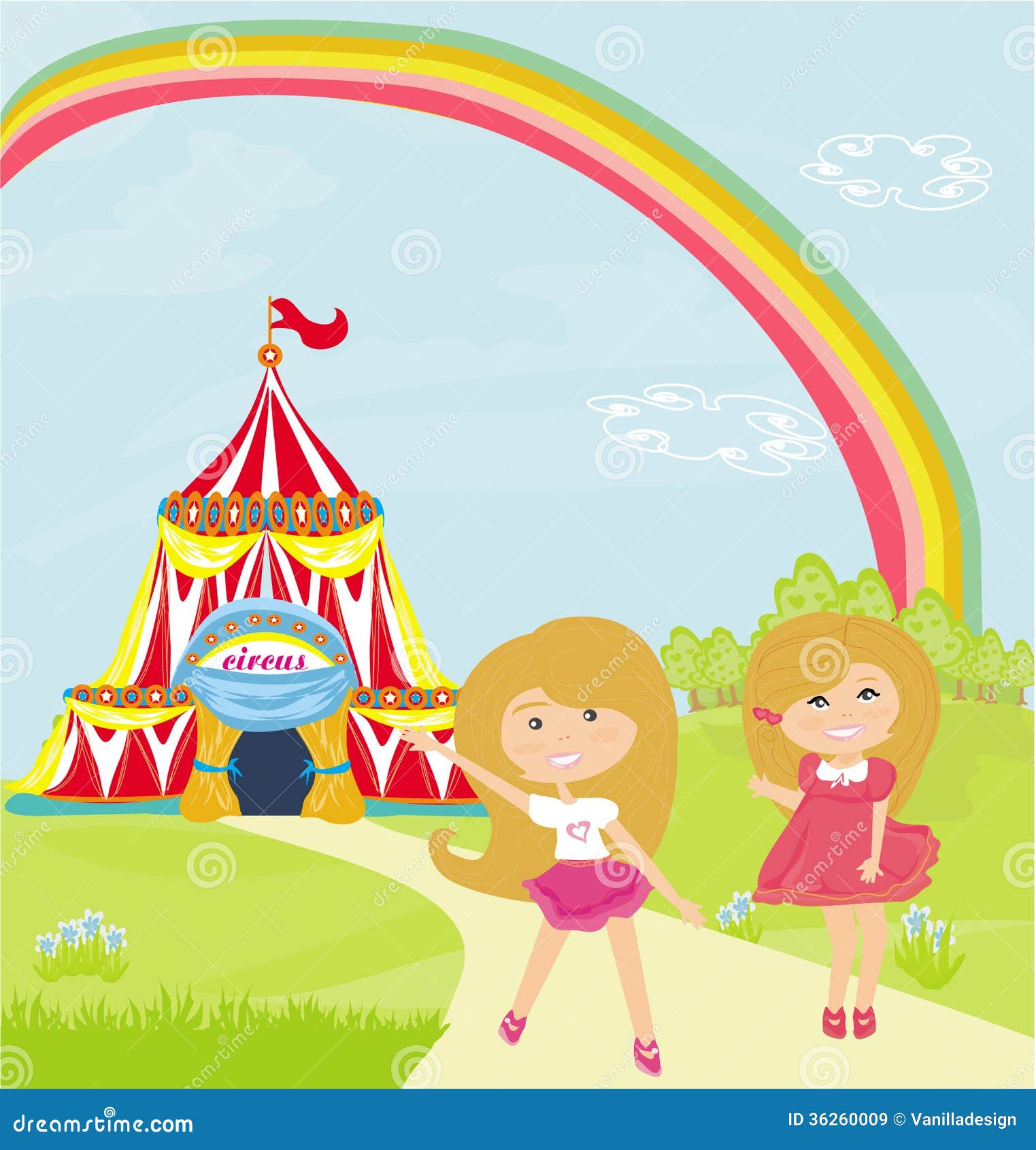 Children Waiting for the Opening of the Circus Stock Vector ...