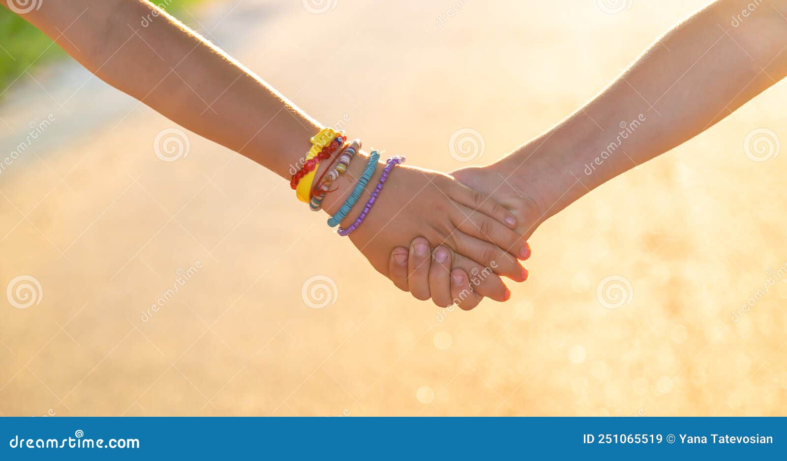 Children Walk Hand in Hand. Selective Focus Stock Image - Image of care ...