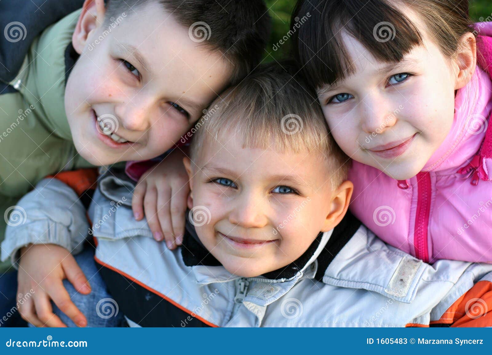 Children with Warm Smiles stock image. Image of contented - 1605483