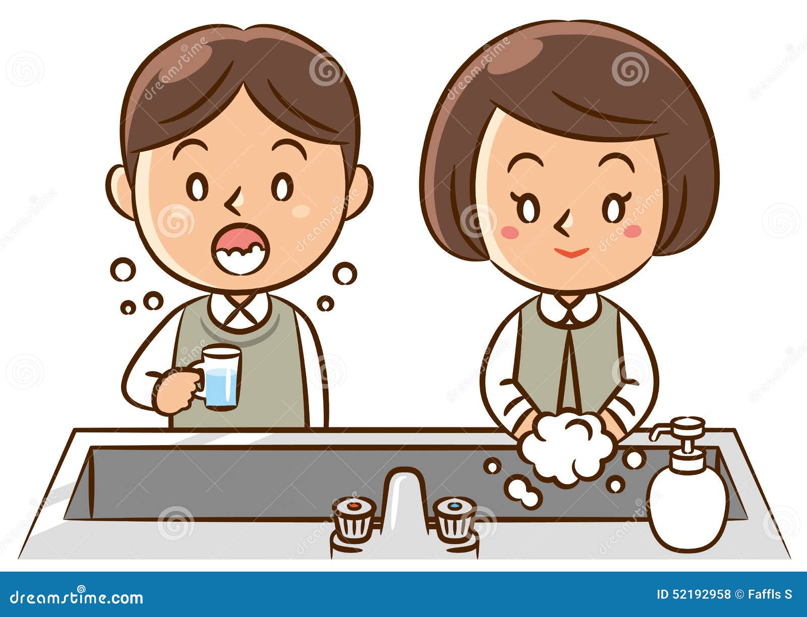 Children Washing Their Hands Stock Illustration - Illustration of ...