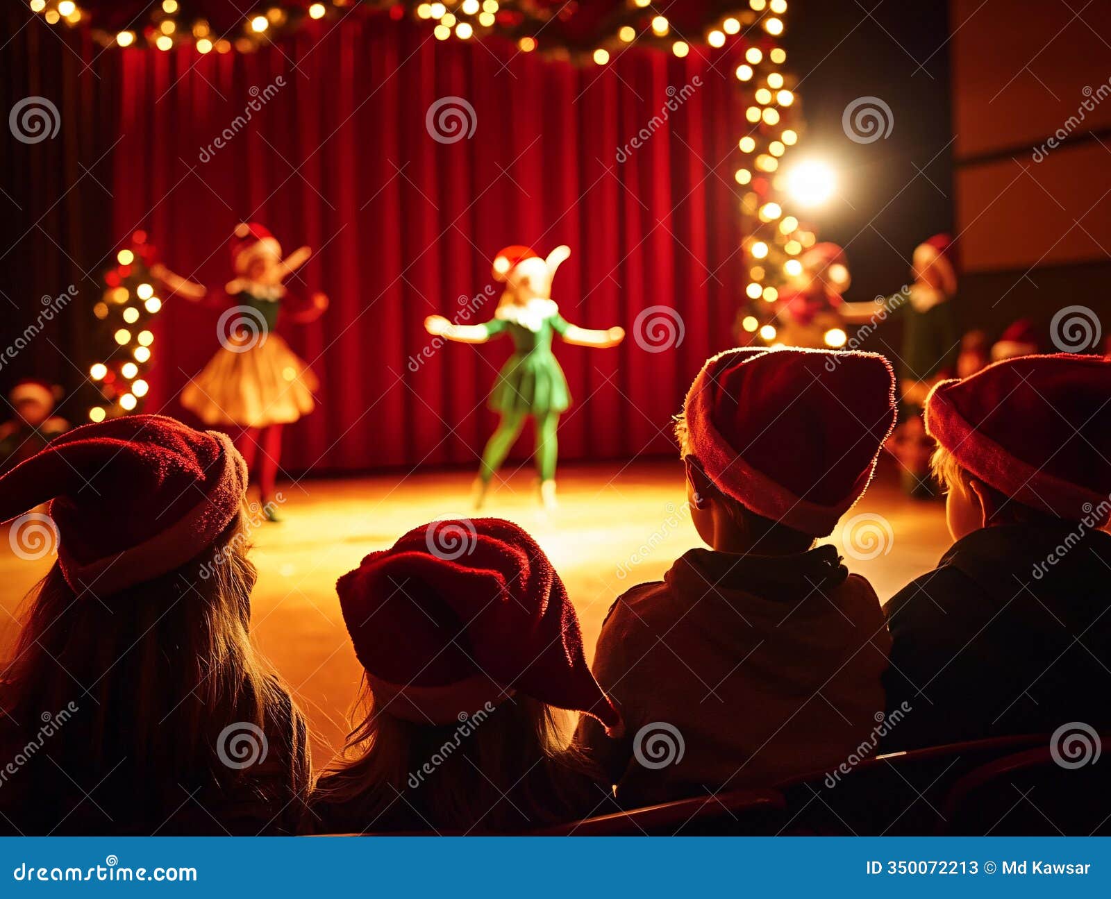 Children Watching Christmas Elf Dance Performance High Quality Image ...
