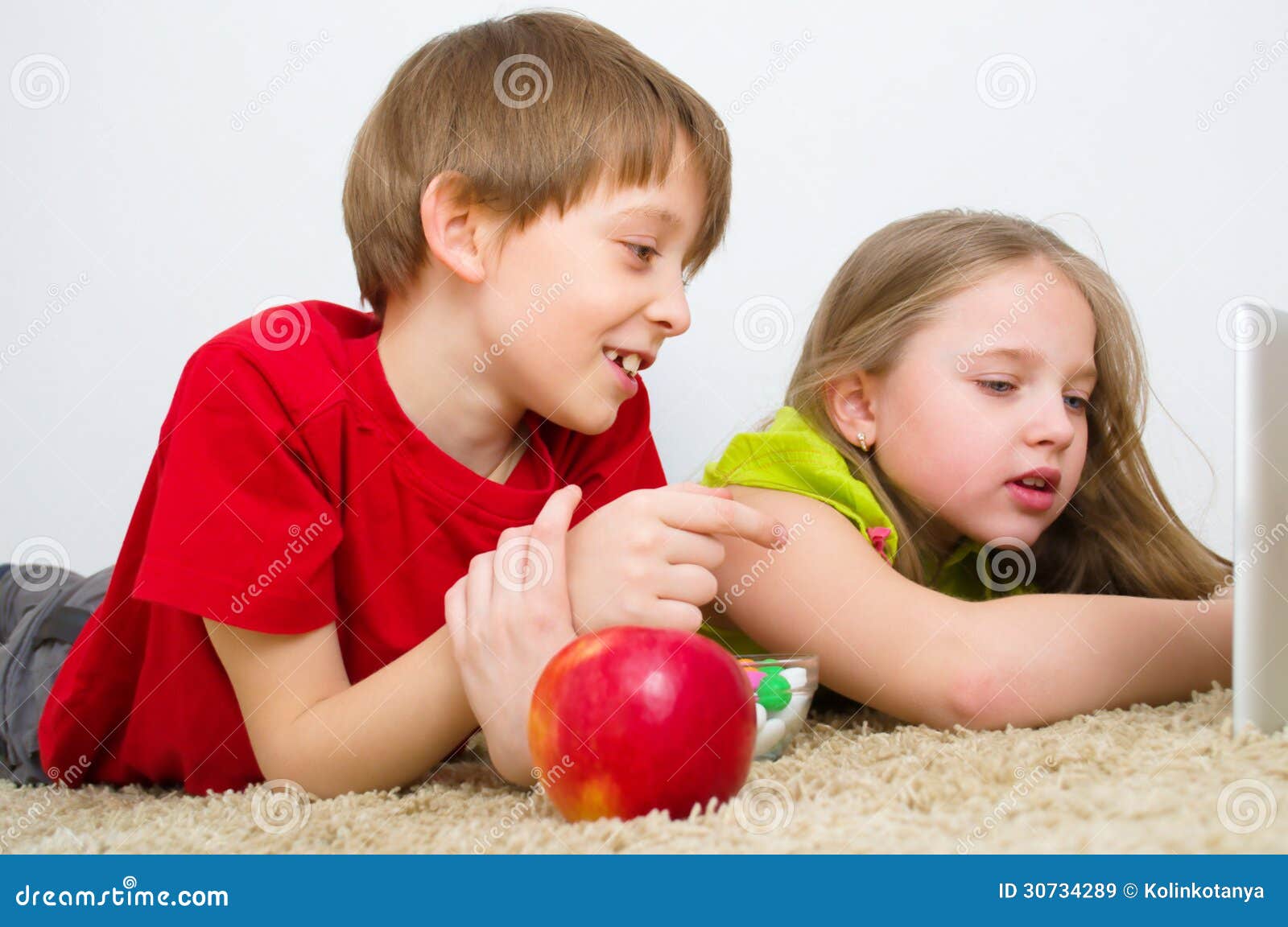 Children Watching Tablet PC Stock Image - Image of leisure, apple: 30734289