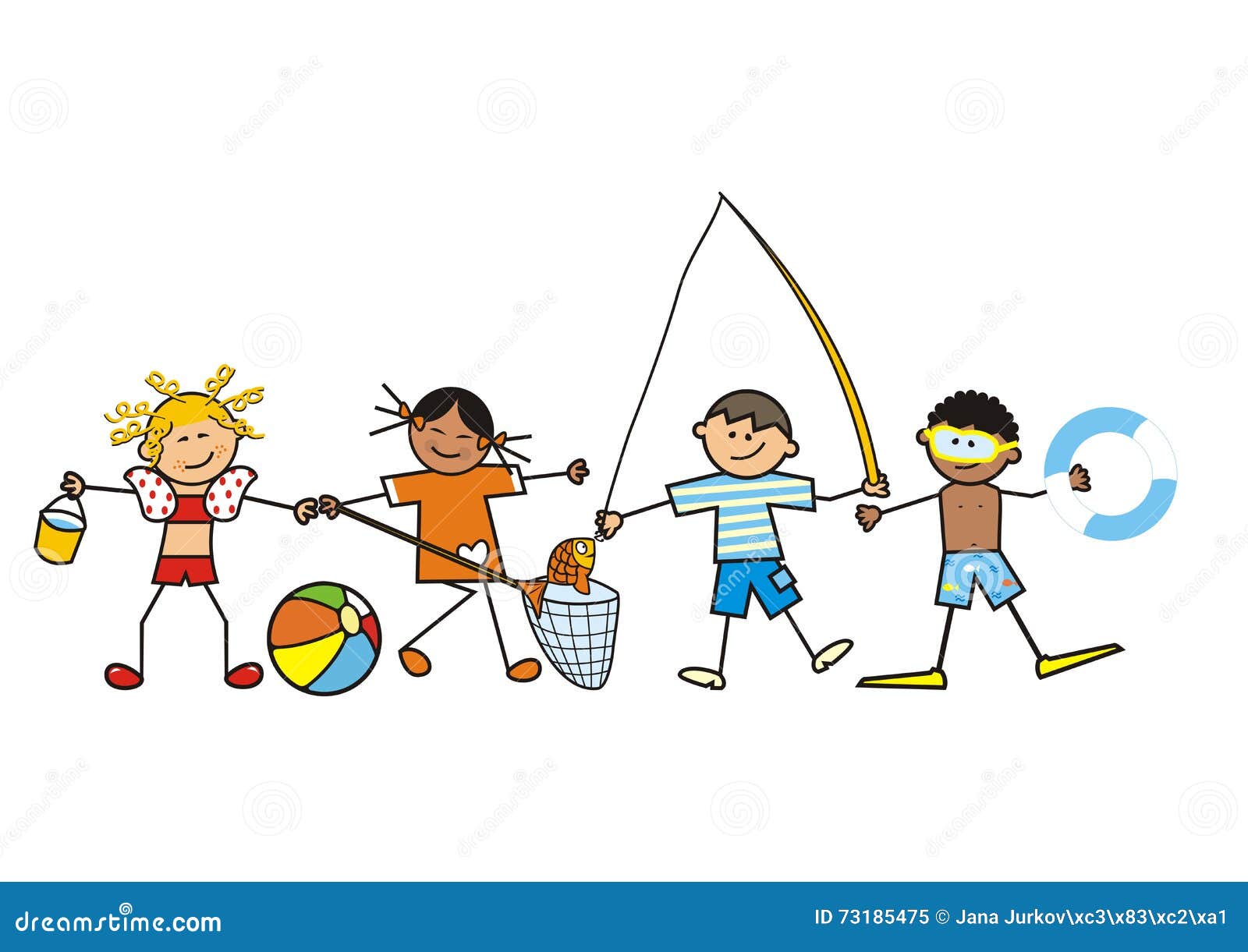 Children and water fun stock vector. Illustration of children - 73185475