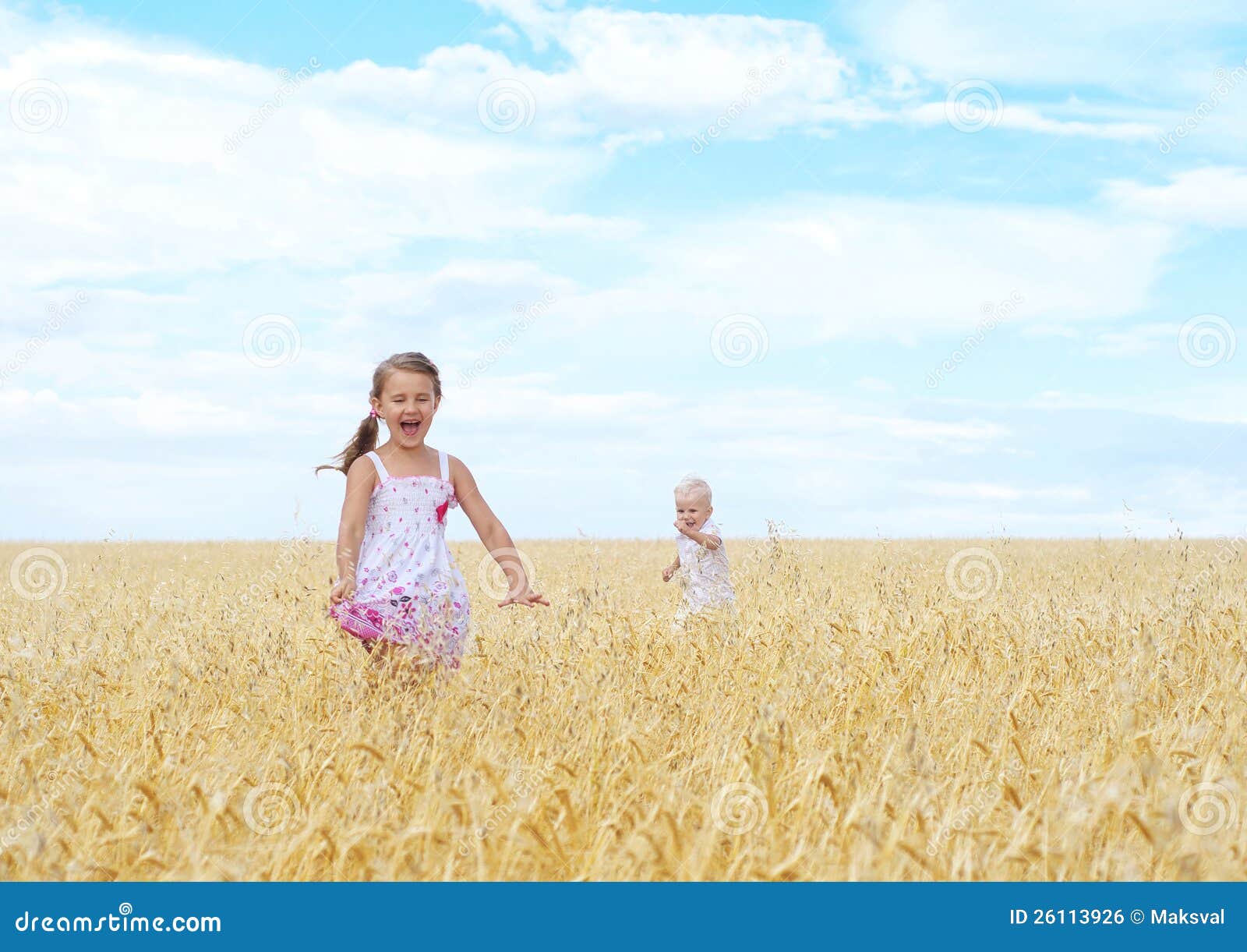 Children in wheat field stock photo. Image of energy - 26113926