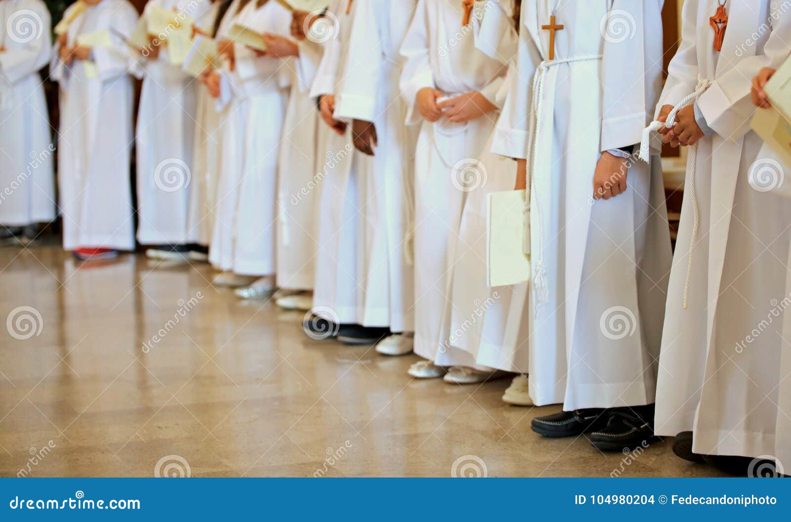 Children with White Tunic during the Religious Rite of the First Stock ...