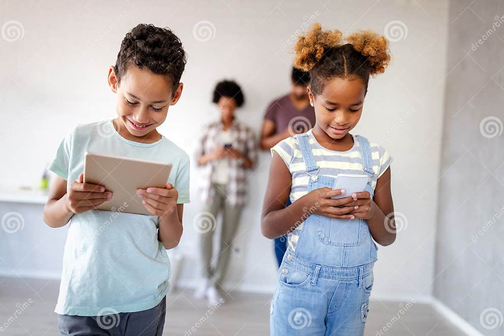 Children Who Use Too Much Technology, Device are Not so Creative Stock ...