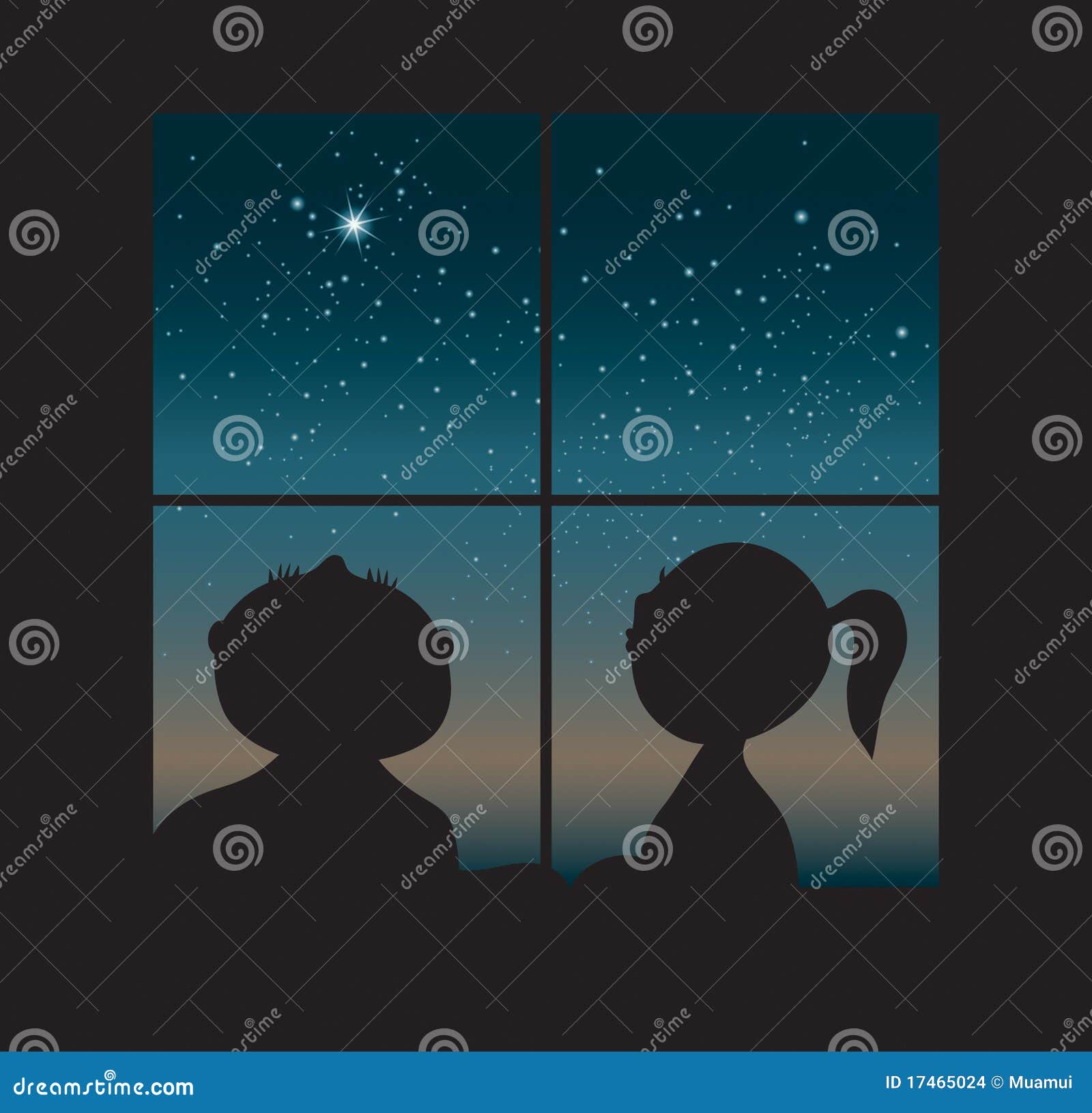 Children in a window stock vector. Illustration of child - 17465024