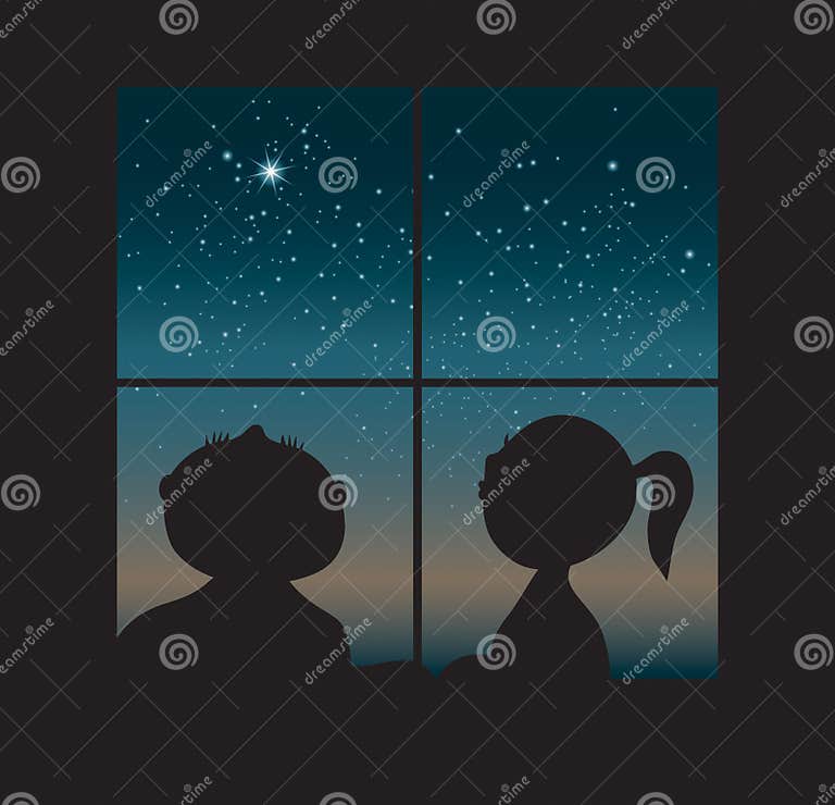 Children in a window stock vector. Illustration of child - 17465024