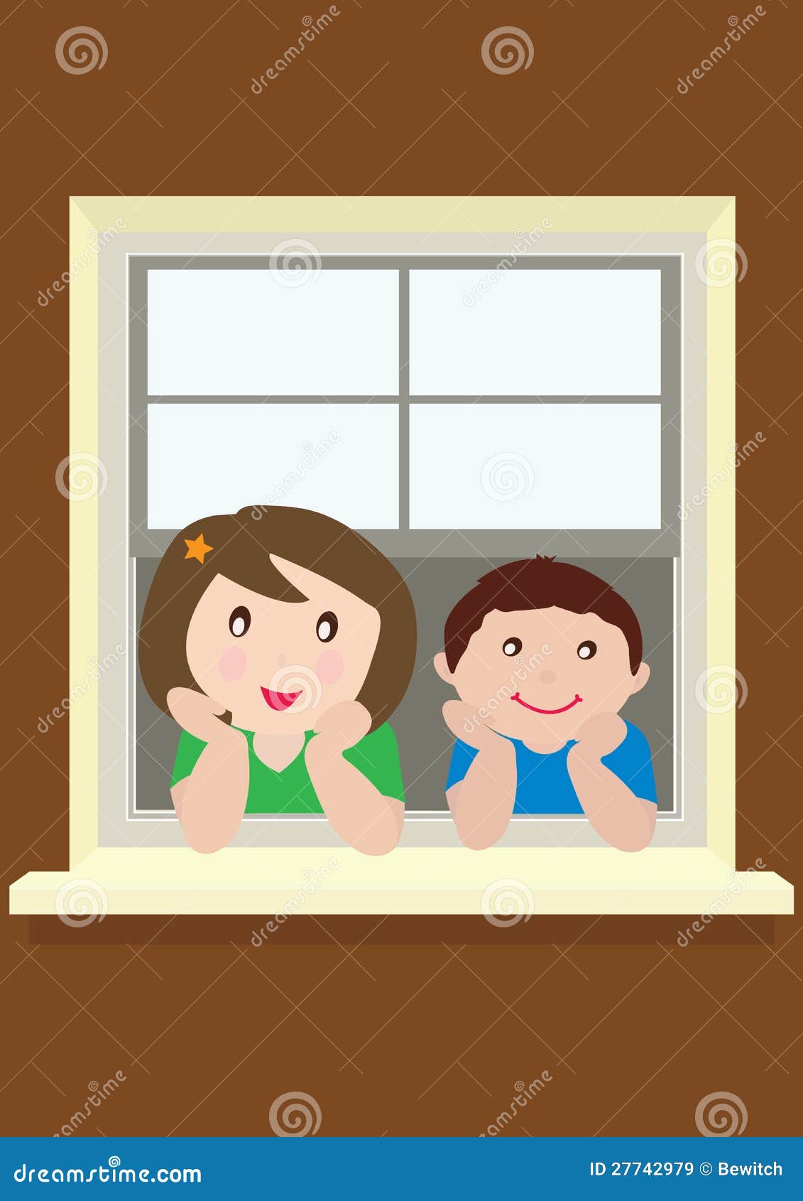 Children at the Window stock vector. Illustration of window - 27742979
